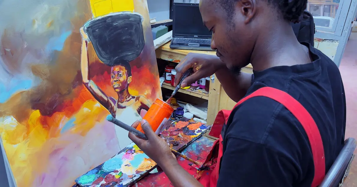 Uganda’da ressam Ivan Mubiru yoksul mahallelerin çocuklarını resmediyor ...
