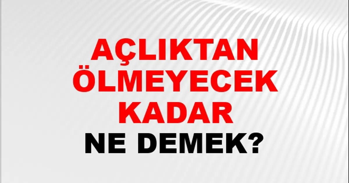 Açlıktan Ölmeyecek Kadar Ne Demek? Açlıktan Ölmeyecek Kadar Kelimesinin ...