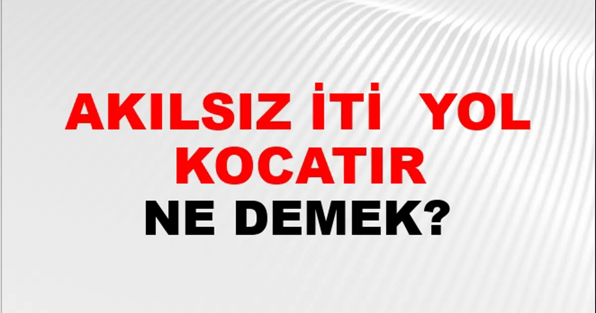Akılsız İti (Veya köpeği) yol kocatır Ne Demek? Akılsız İti (Veya ...