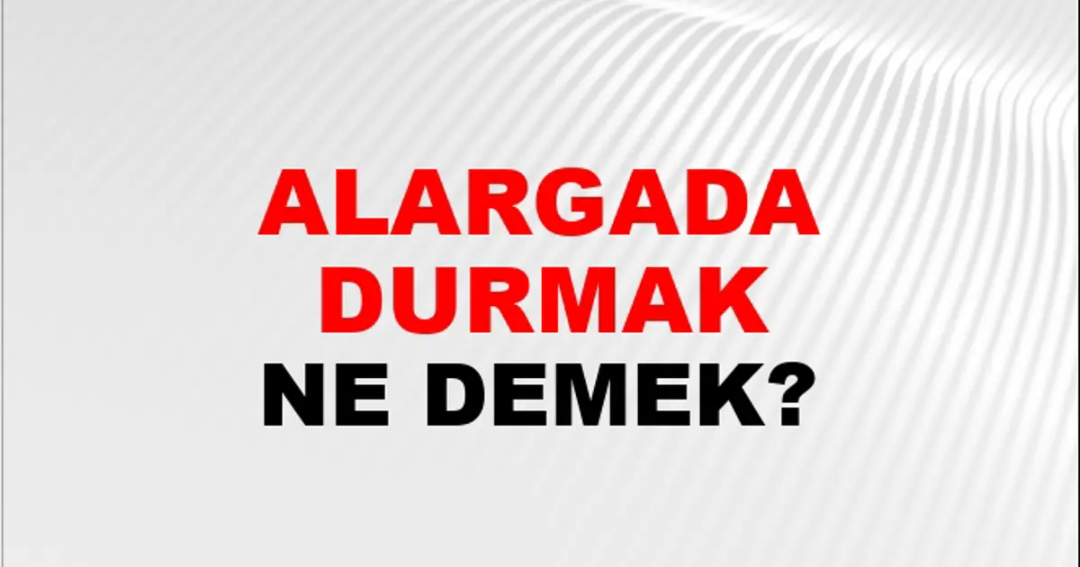 Alargada Durmak (Veya tutmak) Eş Anlamlısı - Alargada Durmak (Veya ...