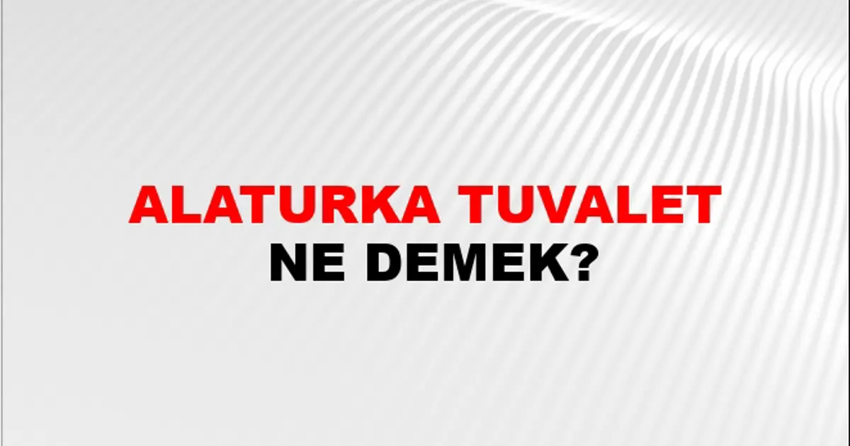 Alaturka Tuvalet Ne Demek? Alaturka Tuvalet Kelimesinin TDK Sözlük ...