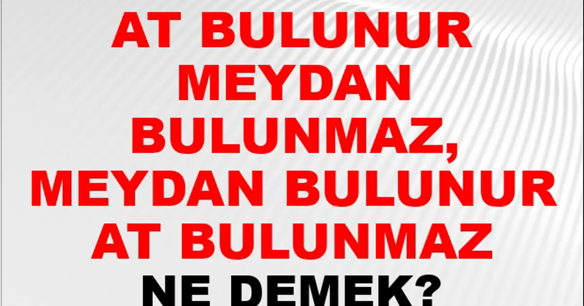 At Bulunur Meydan Bulunmaz, Meydan Bulunur At Bulunmaz Ne Demek? At ...