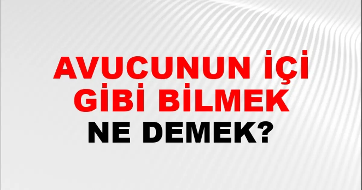 Avucunun İçi Gibi Bilmek Ne Demek? Avucunun İçi Gibi Bilmek Kelimesinin ...