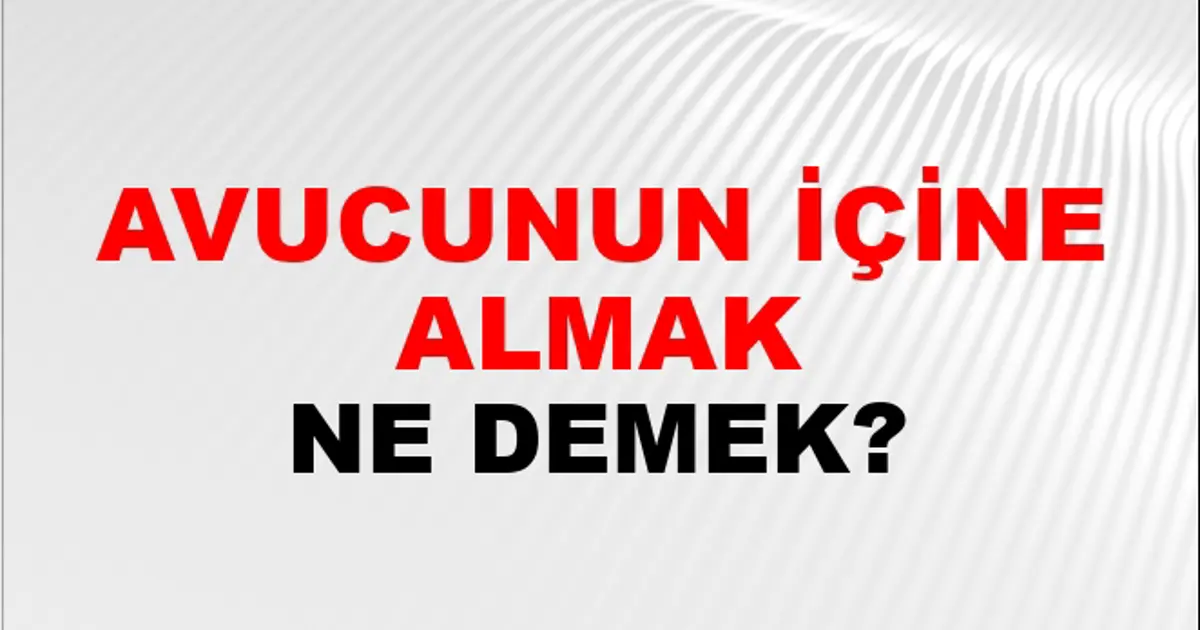 Avucunun İçine Almak Ne Demek? Avucunun İçine Almak Kelimesinin TDK ...