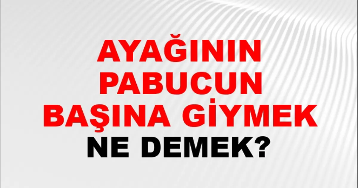 Ayağının Pabucunu Başına Giymek Ne Demek? Ayağının Pabucunu Başına ...