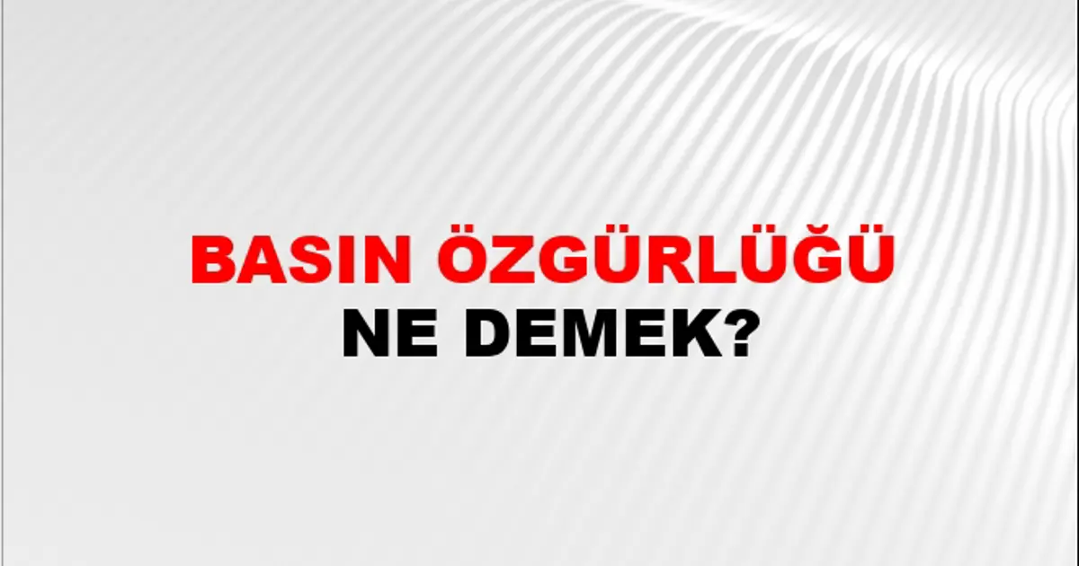 Basın Özgürlüğü Ne Demek? Basın Özgürlüğü Kelimesinin TDK Sözlük Anlamı ...