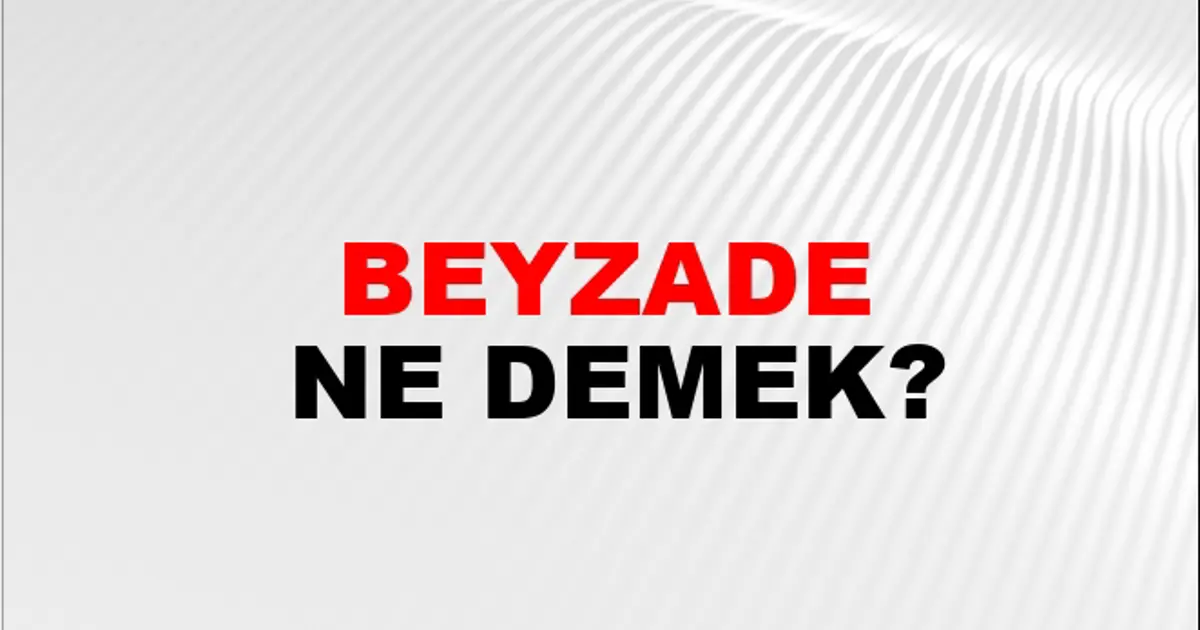 Beyzade Ne Demek? Beyzade Kelimesinin TDK Sözlük Anlamı Nedir? | NTV Haber