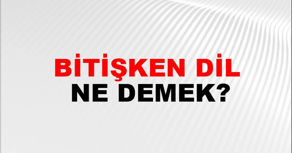 Bitişken Dil Ne Demek? Bitişken Dil Kelimesinin TDK Sözlük Anlamı Nedir ...