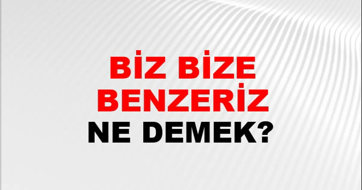 Biz Bize Benzeriz Eş Anlamlısı - Biz Bize Benzeriz Kelimesinin Eş ...
