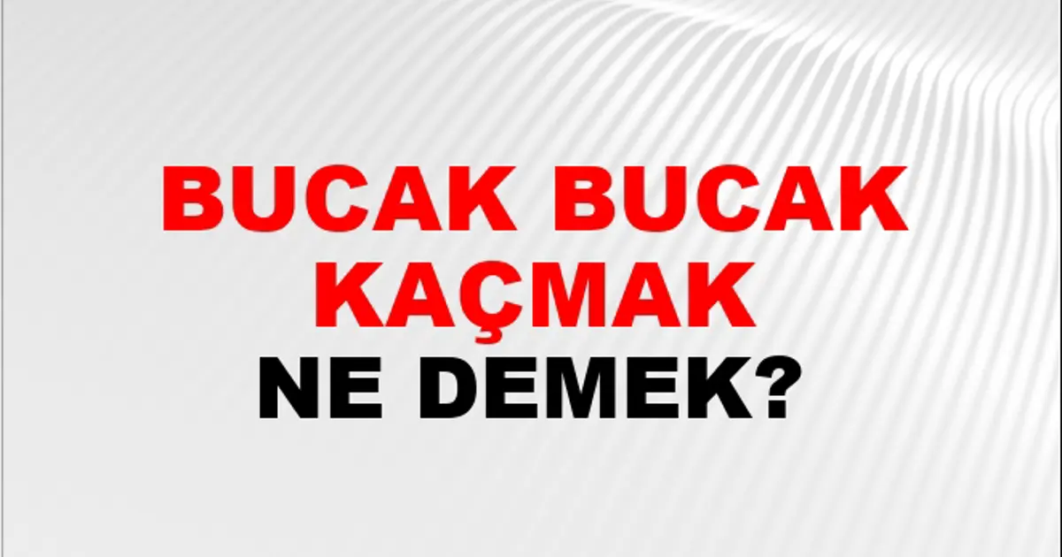 Bucak Bucak Kaçmak Eş Anlamlısı - Bucak Bucak Kaçmak Kelimesinin Eş ...