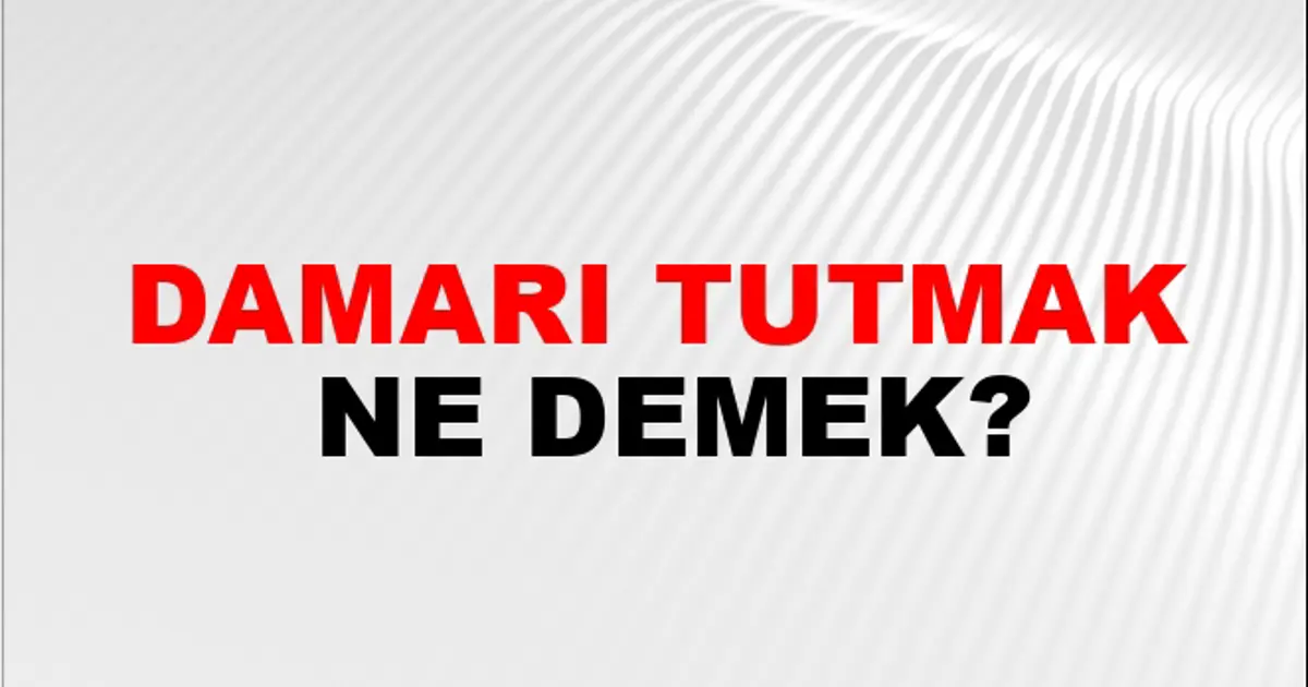 Damarı Tutmak Ne Demek? Damarı Tutmak Kelimesinin TDK Sözlük Anlamı ...
