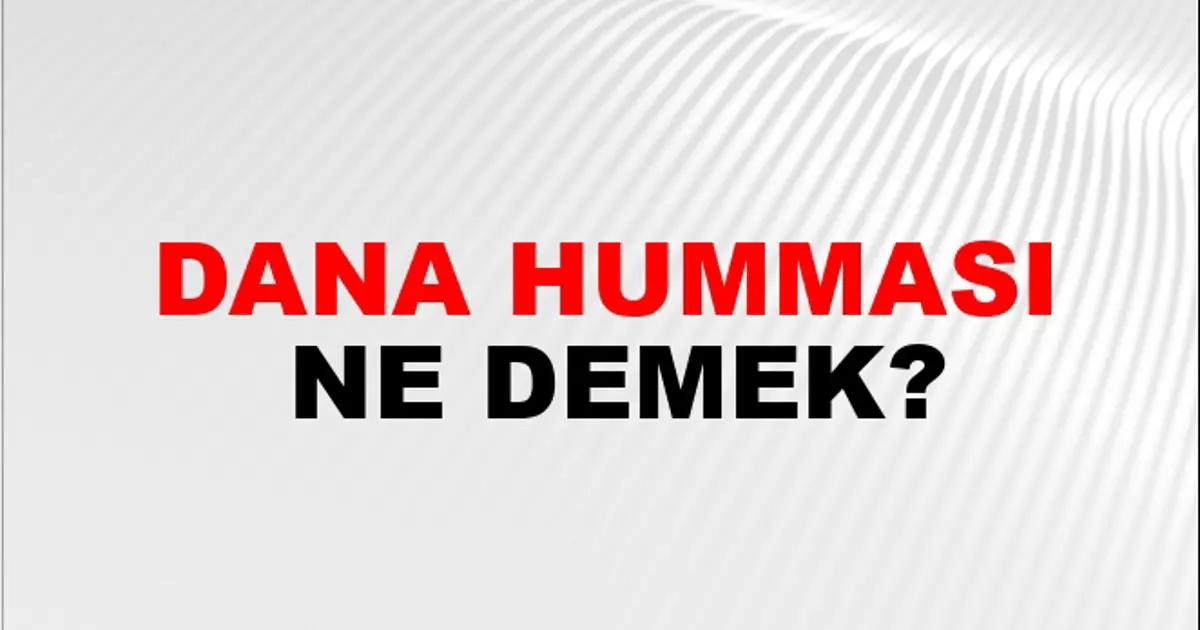 Dana Humması Eş Anlamlısı - Dana Humması Kelimesinin Eş Anlamlısı Nedir ...