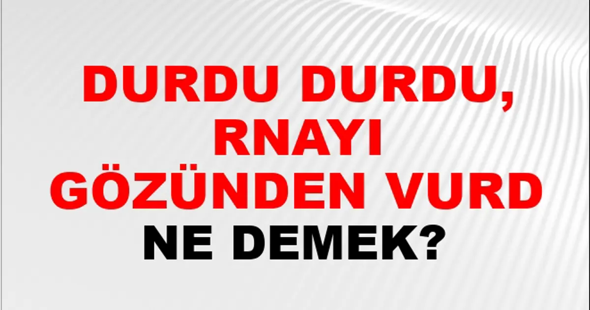 Durdu Durdu, Turnayı Gözünden Vurdu Ne Demek? Durdu Durdu, Turnayı ...