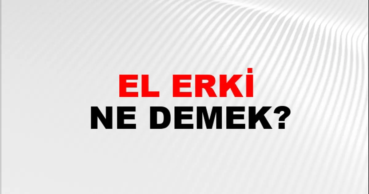 El Erki Ne Demek? El Erki Kelimesinin TDK Sözlük Anlamı Nedir? | NTV Haber