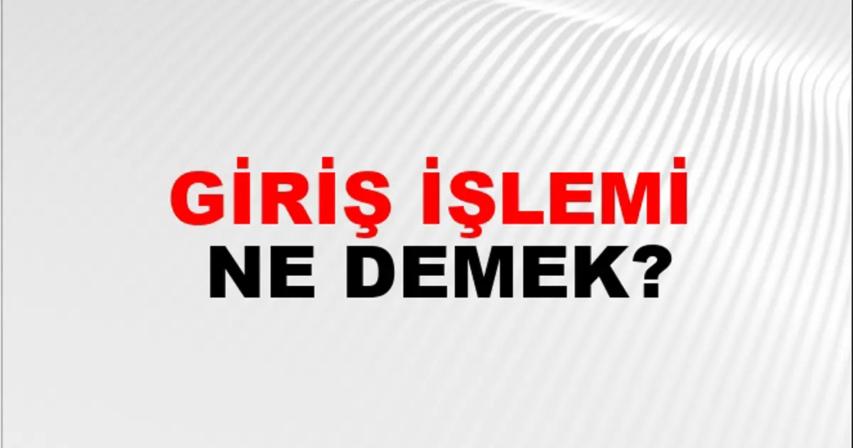 Giriş İşlemi Ne Demek? Giriş İşlemi Kelimesinin TDK Sözlük Anlamı Nedir ...