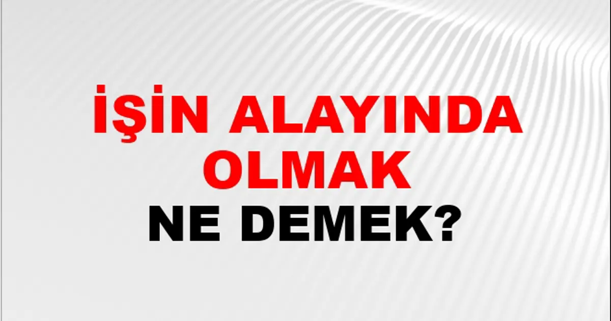 İşin Alayında Olmak Ne Demek? İşin Alayında Olmak Kelimesinin TDK ...