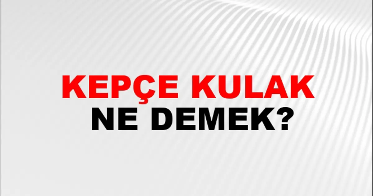 Kepçe Kulak Eş Anlamlısı - Kepçe Kulak Kelimesinin Eş Anlamlısı Nedir ...