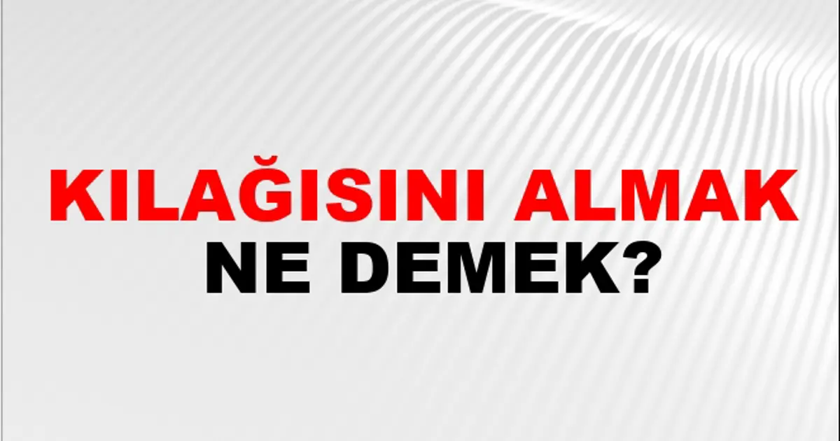 Kılağısını Almak Ne Demek? Kılağısını Almak Kelimesinin TDK Sözlük ...