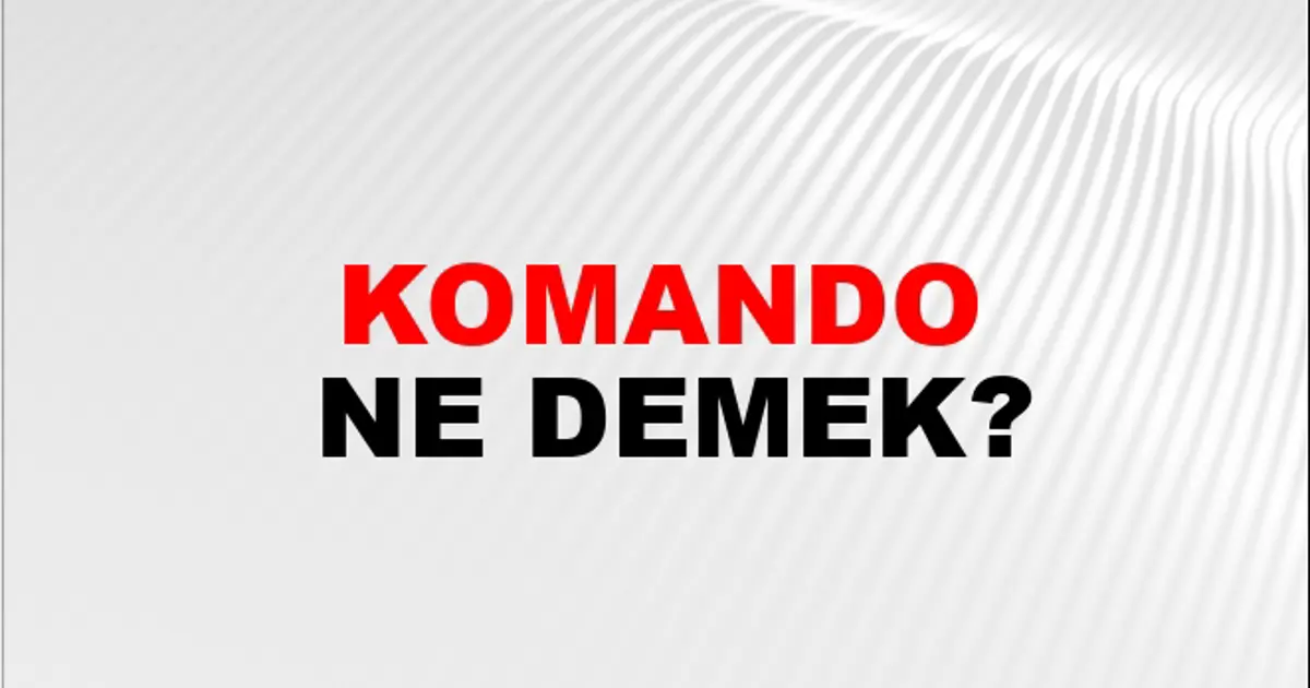 Komando Ne Demek? Komando Kelimesinin TDK Sözlük Anlamı Nedir? | NTV Haber