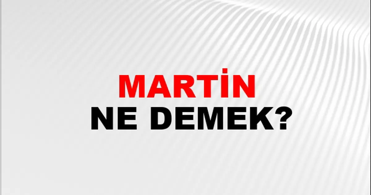 Martin Ne Demek? Martin Kelimesinin TDK Sözlük Anlamı Nedir? | NTV Haber