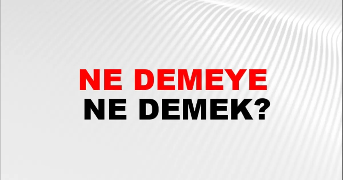 Ne Demeye Nasıl Yazılır? | NTV Haber