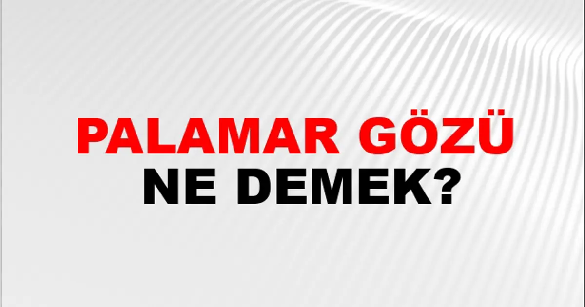 Palamar Gözü Ne Demek? Palamar Gözü Kelimesinin TDK Sözlük Anlamı Nedir ...