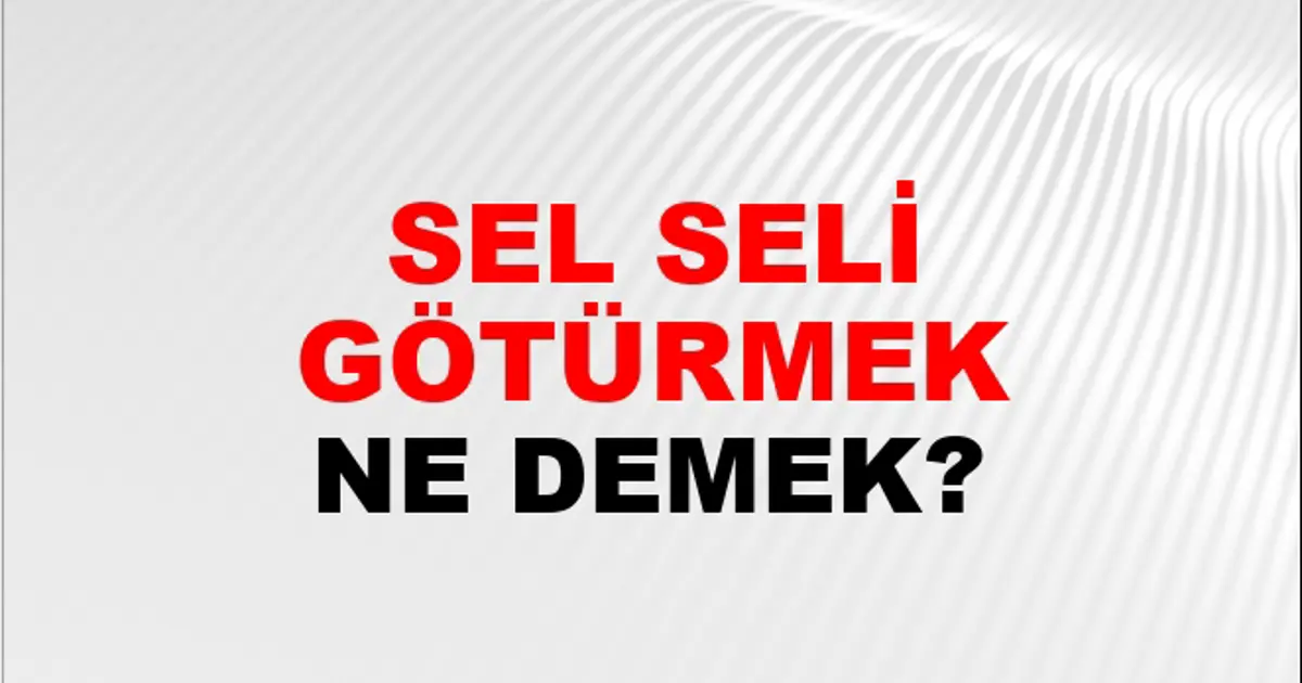 Sel Seli Götürmek Ne Demek? Sel Seli Götürmek Kelimesinin TDK Sözlük ...