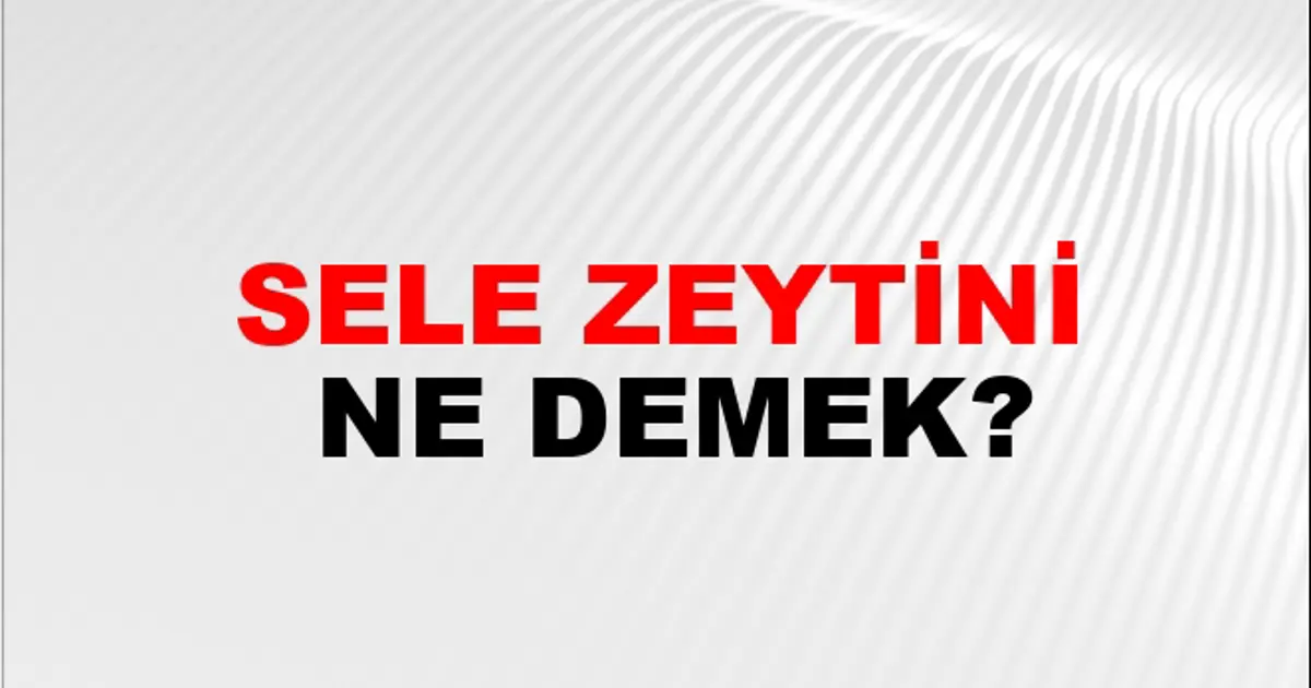 Sele Zeytini Ne Demek? Sele Zeytini Kelimesinin TDK Sözlük Anlamı Nedir ...