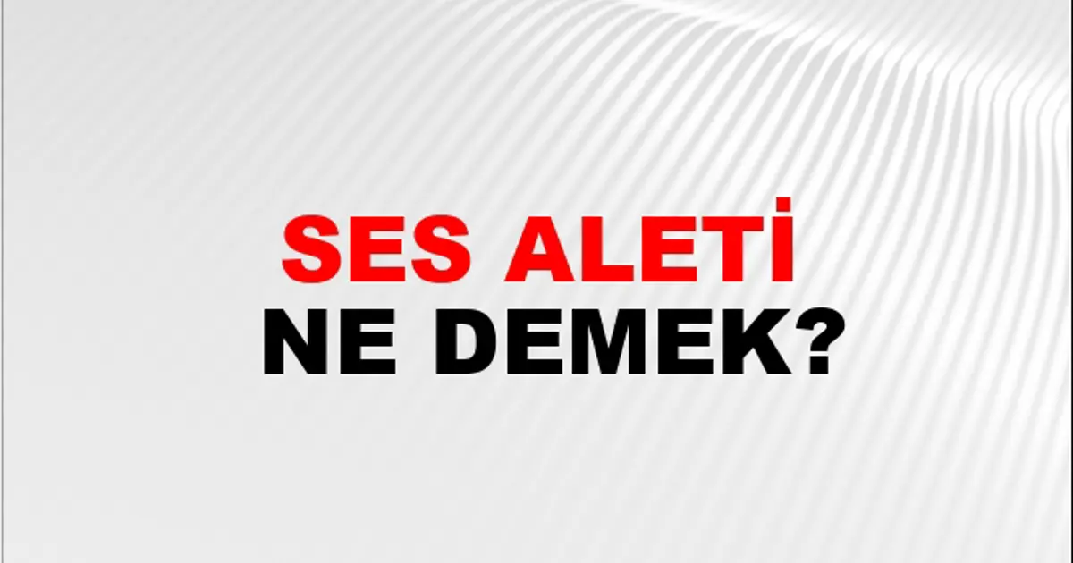 Ses Aleti Ne Demek? Ses Aleti Kelimesinin TDK Sözlük Anlamı Nedir ...