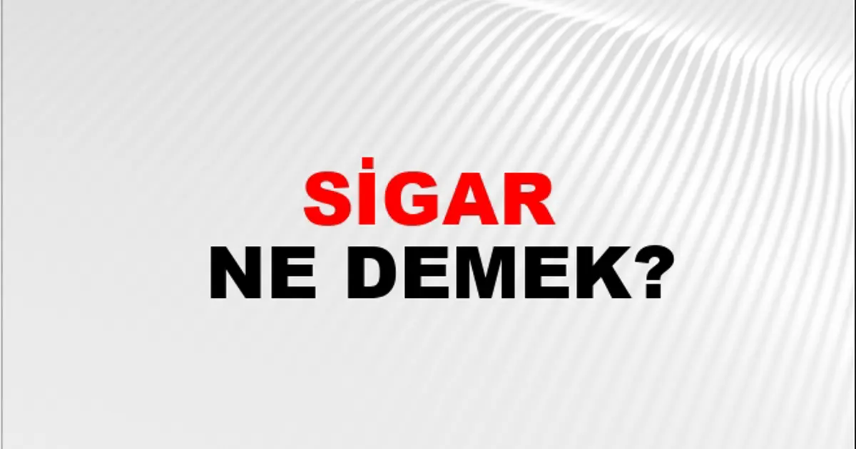 Sigar Ne Demek? Sigar Kelimesinin TDK Sözlük Anlamı Nedir? | NTV Haber