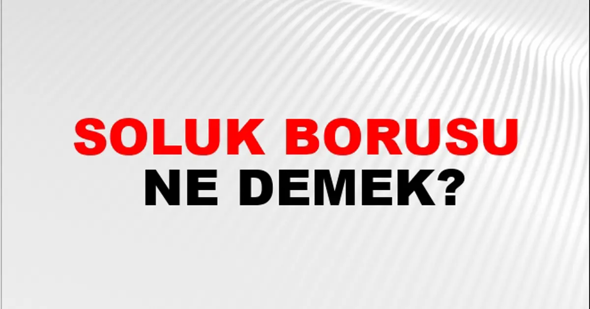 Soluk Borusu Ne Demek? Soluk Borusu Kelimesinin TDK Sözlük Anlamı Nedir ...