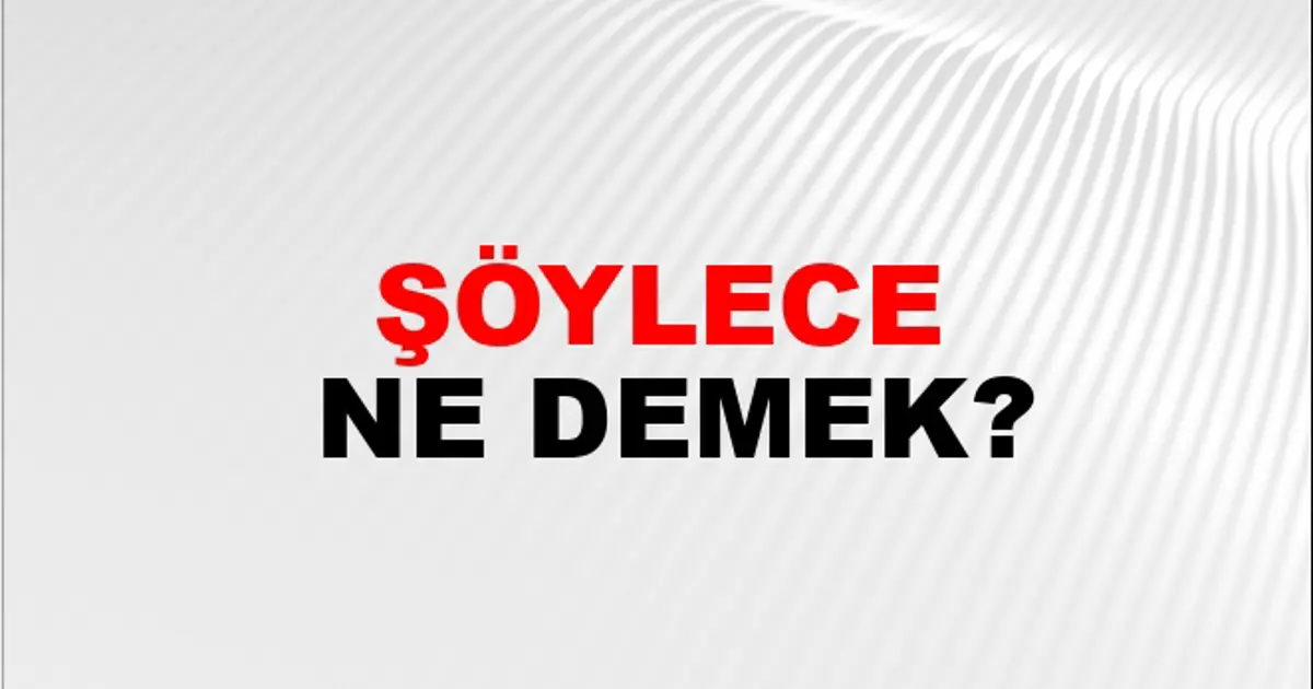 Şöylece Ne Demek? Şöylece Kelimesinin TDK Sözlük Anlamı Nedir? | NTV Haber