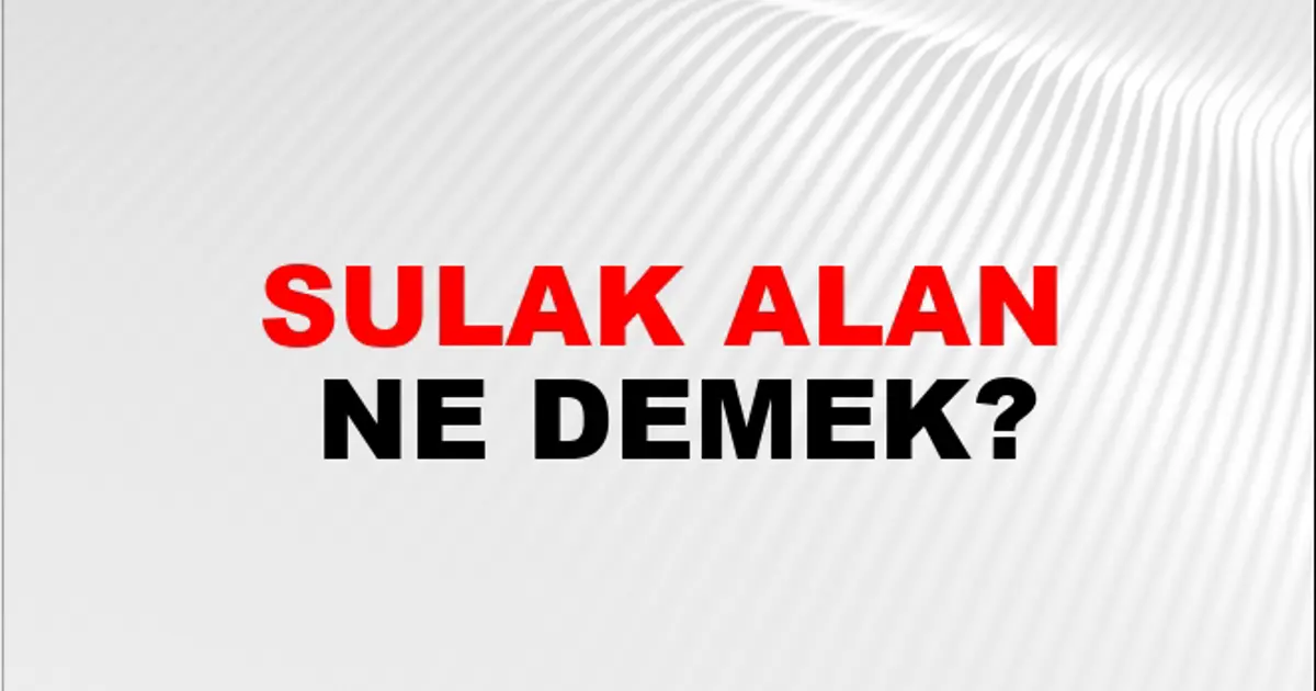 Sulak Alan Ne Demek? Sulak Alan Kelimesinin TDK Sözlük Anlamı Nedir ...