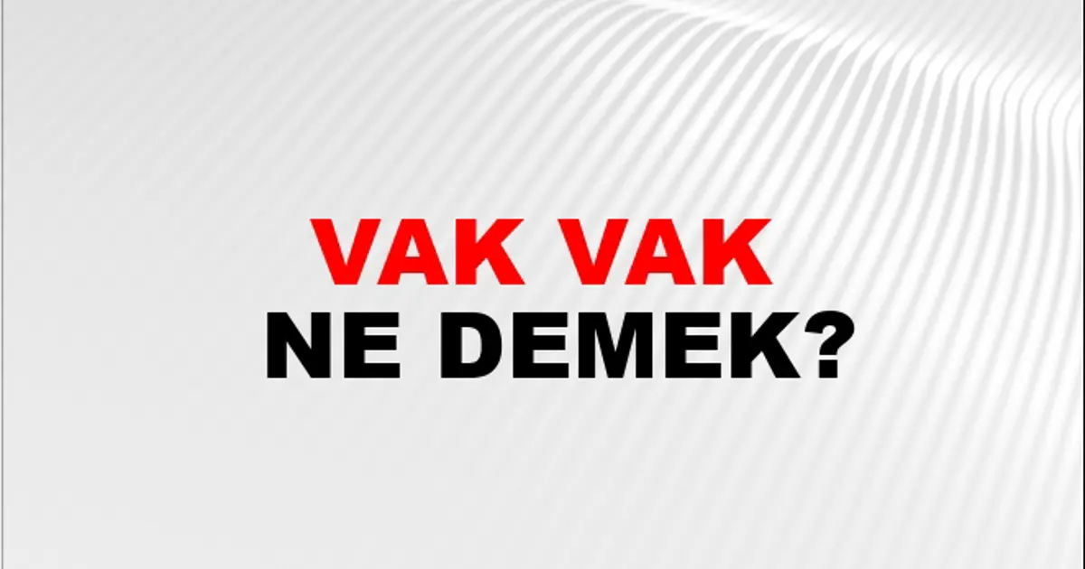 Vak Vak Ne Demek? Vak Vak Kelimesinin TDK Sözlük Anlamı Nedir? | NTV Haber