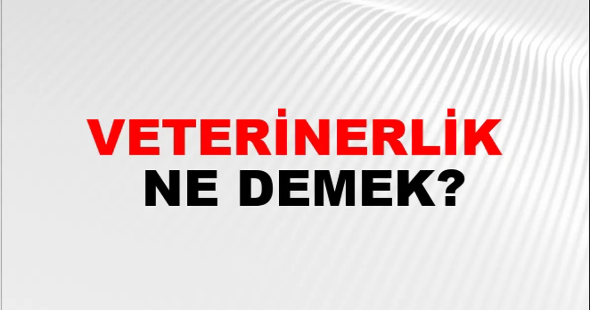 Veterinerlik Ne Demek? Veterinerlik Kelimesinin TDK Sözlük Anlamı Nedir ...