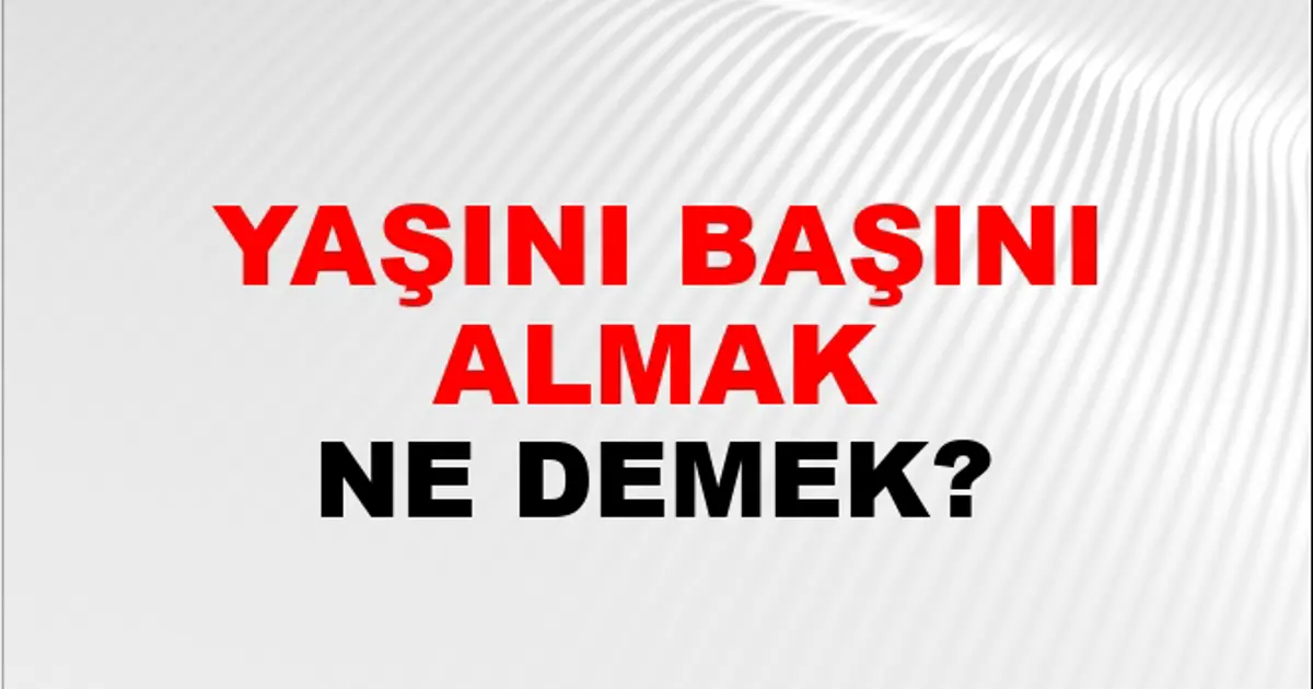 Yaşını Başını Almak Ne Demek? Yaşını Başını Almak Kelimesinin TDK ...