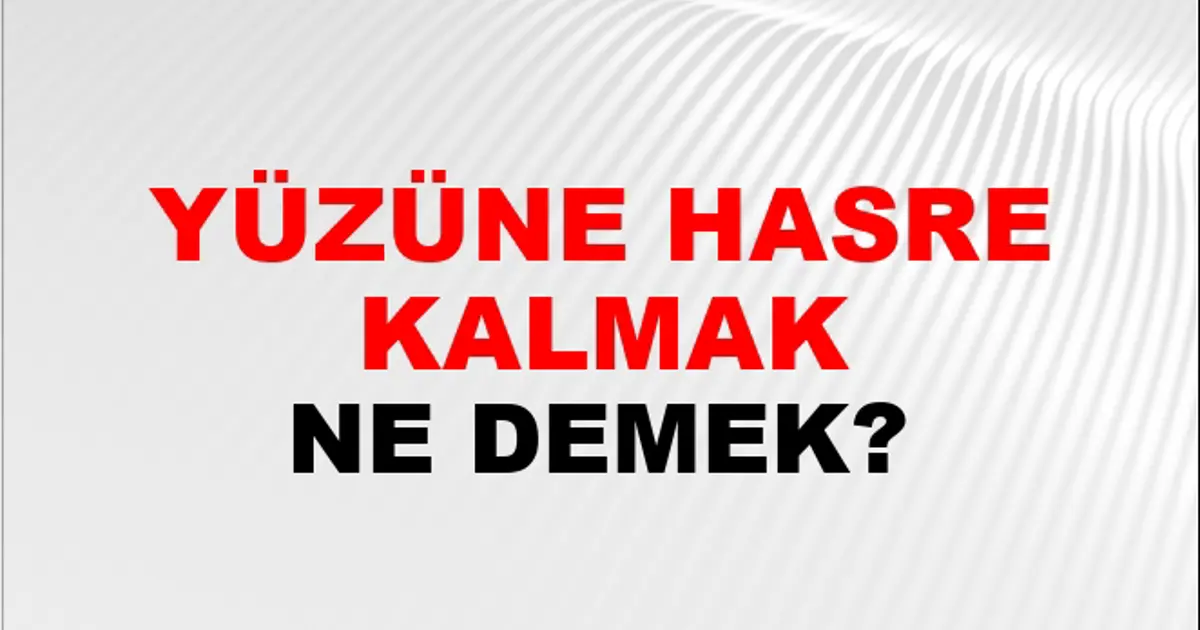 Yüzüne Hasret Kalmak Ne Demek? Yüzüne Hasret Kalmak Kelimesinin TDK ...